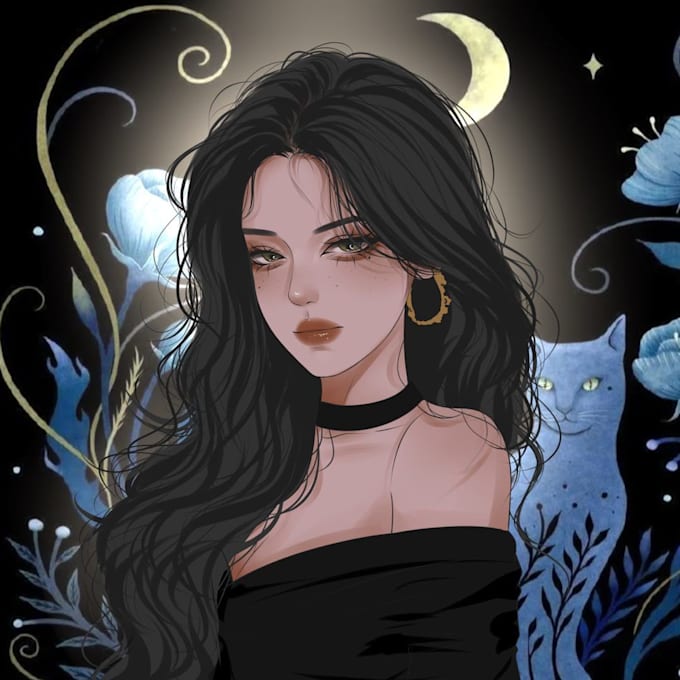 Draw personalize portrait in dark cartoon style by Katezhao759 | Fiverr