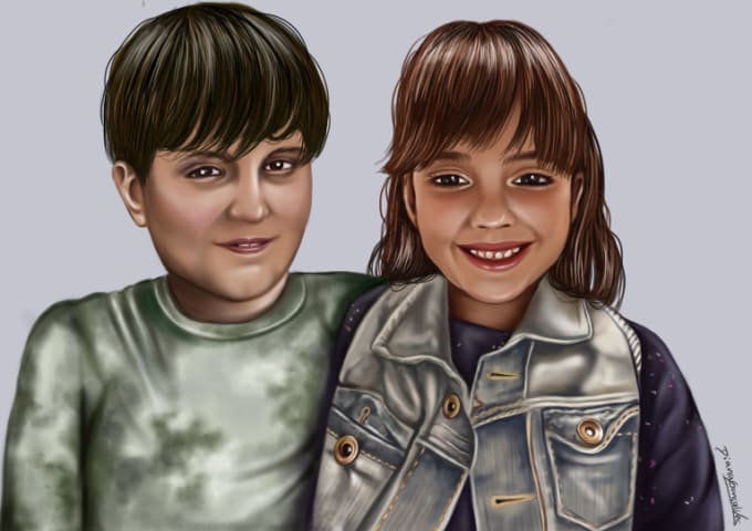 Draw children in digital art by Dianaagoncalves | Fiverr