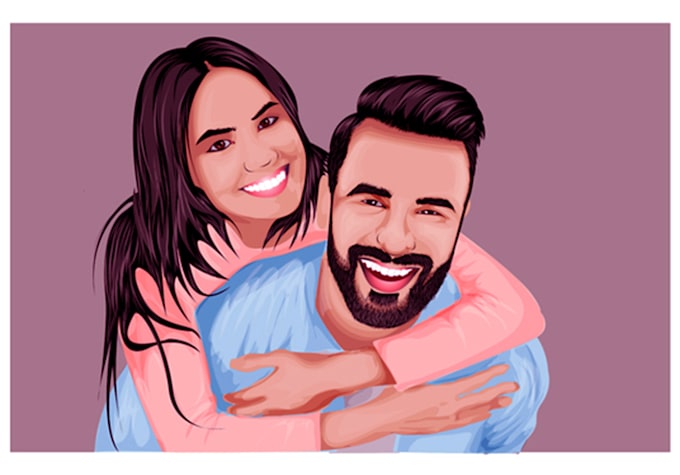 Create a couple cartoon portrait from your photo by Asenafagunmone | Fiverr