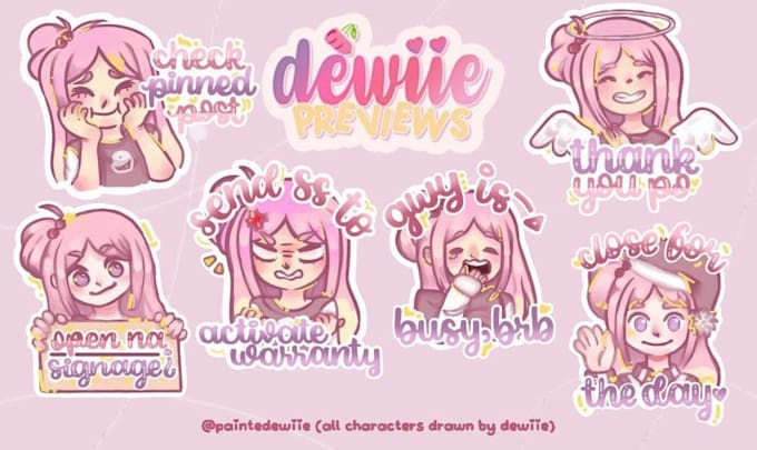 Draw cute chibi telegram stickers by Paintedewiie | Fiverr