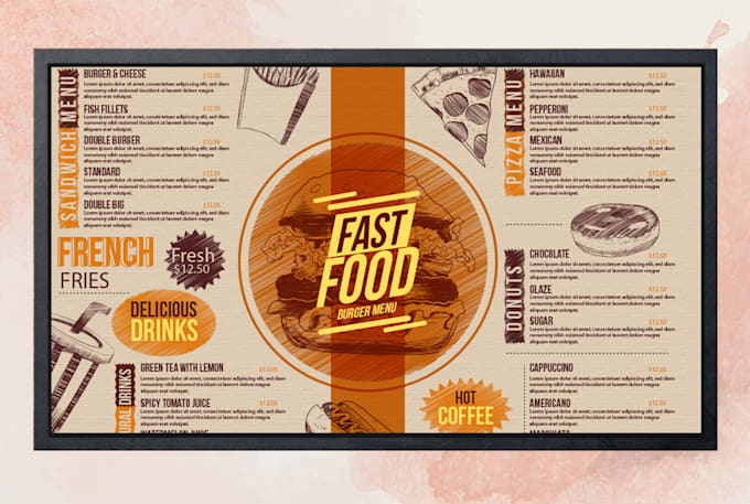 Design fascinating static tv screen menu or digital menu tv menu for ...