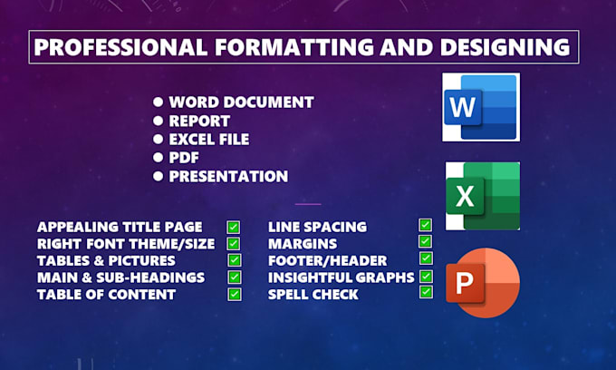 Format report, excel file, presentation by giving it a professional ...