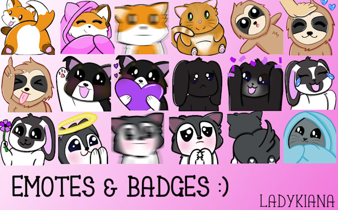 Draw You Cute Custom Emotes And Badges By Ladykiana Fiverr