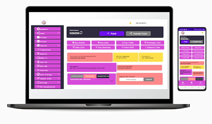 Create vtu business portal by Pmictltd | Fiverr