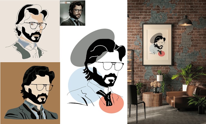 Draw a minimalistic vector portrait for you by Lily_design8 | Fiverr