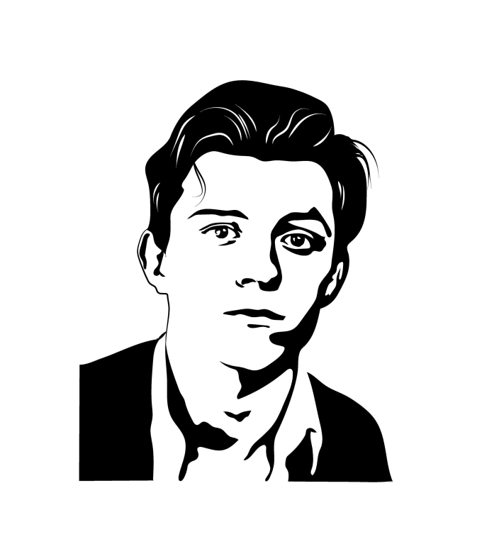 Black And White Portrait Silhouette Stencil Sketch Vector By Ricky91drawing Fiverr