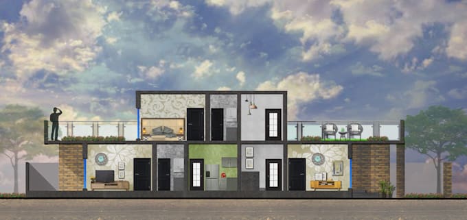 Render your 2d architectural drawings by Shahwanashafi33 | Fiverr