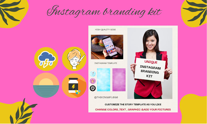 Create a professional instagram branding kit post and story templates ...