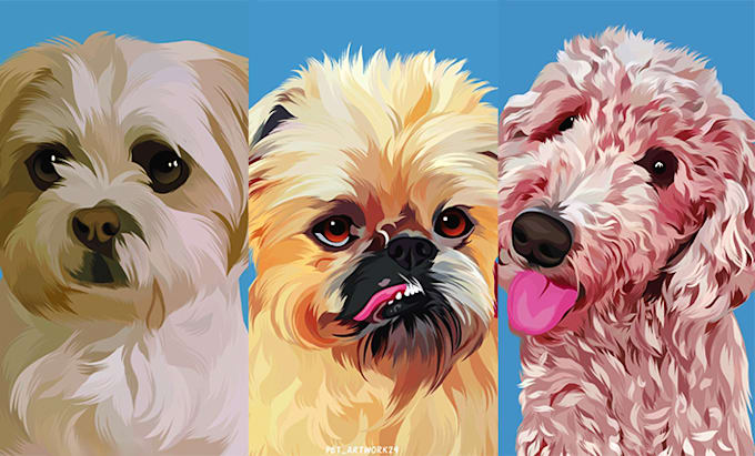 Draw realistic pet portrait digital painting by Virazukinraziko | Fiverr