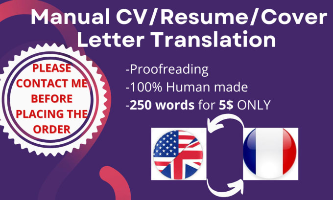 Translate your cv, resume or cover letter in english and french by ...
