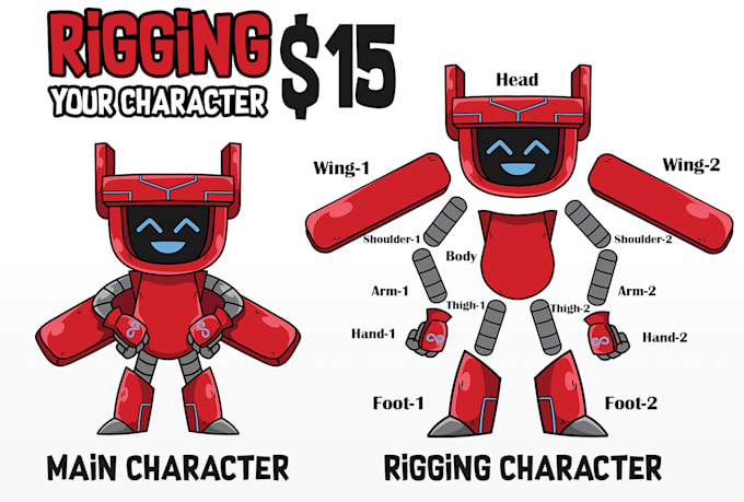 Make your 2d character ready to rig and animated in ai or psd by ...