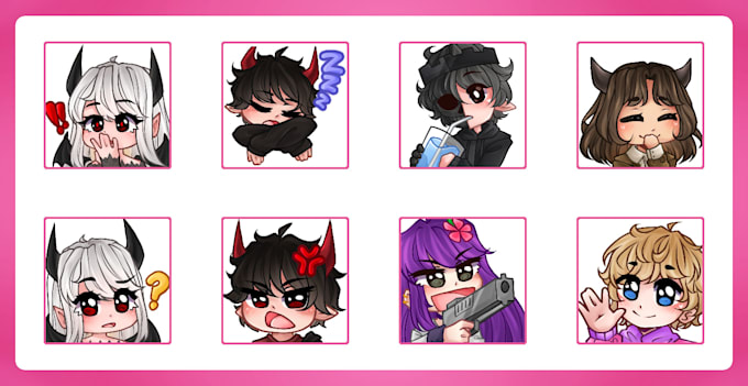 Create a set of detailed custom emotes for twitch by Softhp | Fiverr