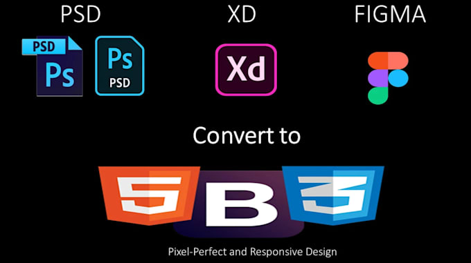 Convert psd to html, xd to html, figma to html, sketch to html css ...