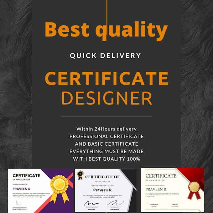 Design certificate for competion,award,completion,custom diploma or ...