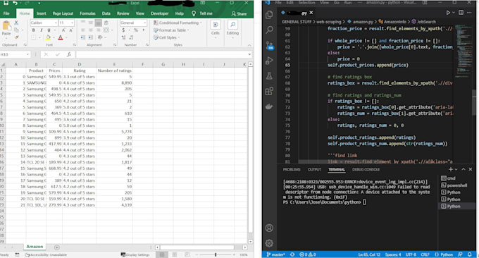 Do web scraping and automation with python by Josecarlosramir | Fiverr