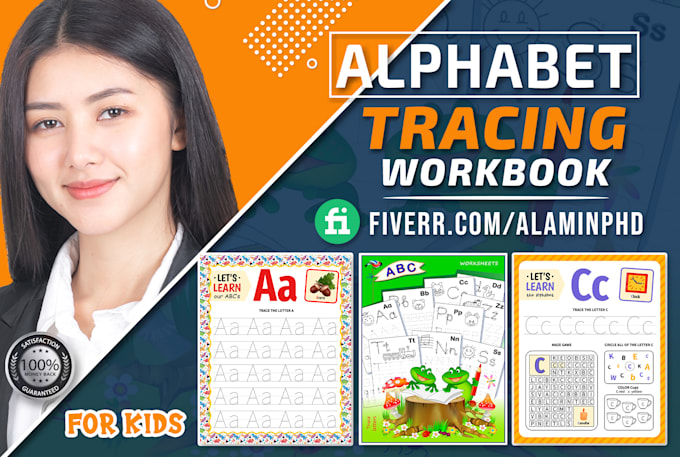 Create children alphabet letters numbers, tracing workbook with cover ...