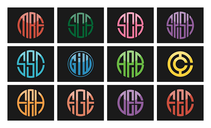 Create initials text based round circle, label logo design by ...