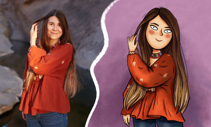 Draw your cute digital portrait in my unique style by Alyonashum | Fiverr