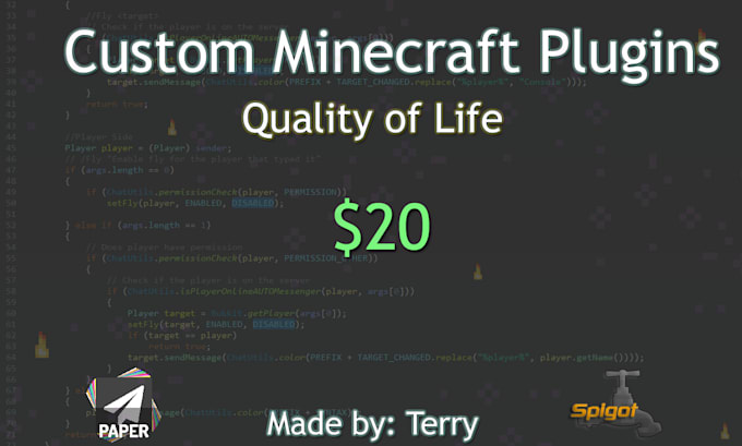 Code custom minecraft plugins by Xterryx | Fiverr