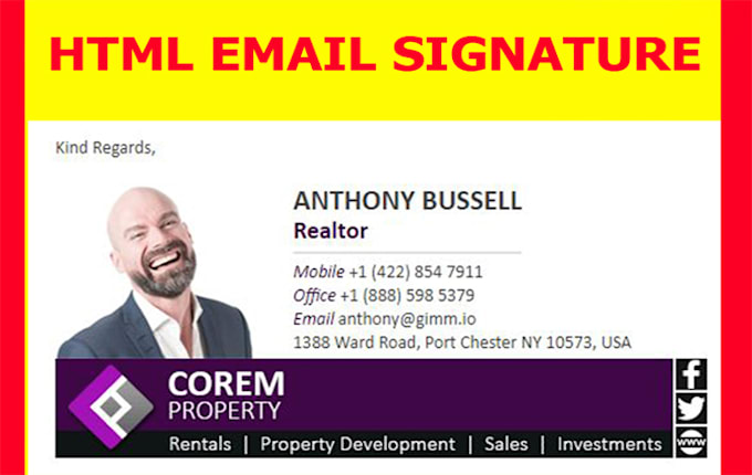 Make responsive html email signature by Emma330 | Fiverr