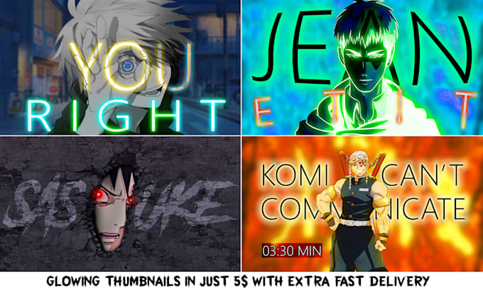 Create glowing youtube thumbnail for amv anime music video by Alienzer ...
