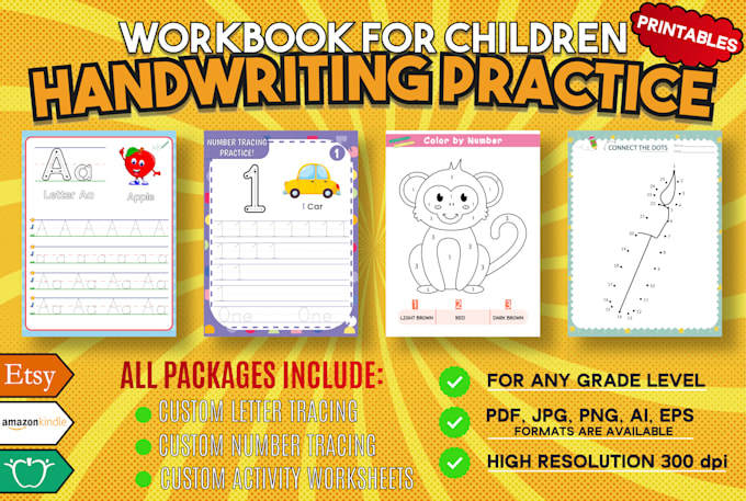 Design handwriting, coloring and activity workbook for kids by Mek012 ...