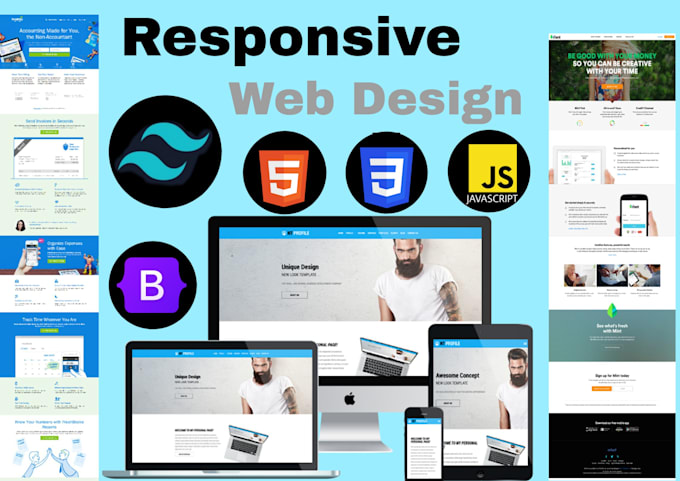 Create responsive website modern design with tailwind css by Dev_fawad ...