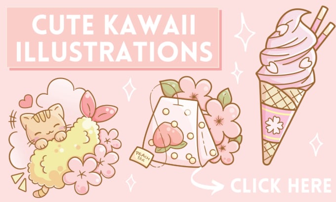 Draw a cute kawaii simple vector illustration for you by Luyukari | Fiverr