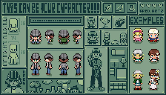 Make you a top down pixelated character and animations by Fred_artz ...