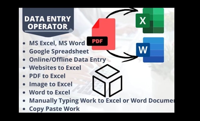 Do accurate data entry, typing copy paste, excel entry any file conversion by Adnankakar | Fiverr