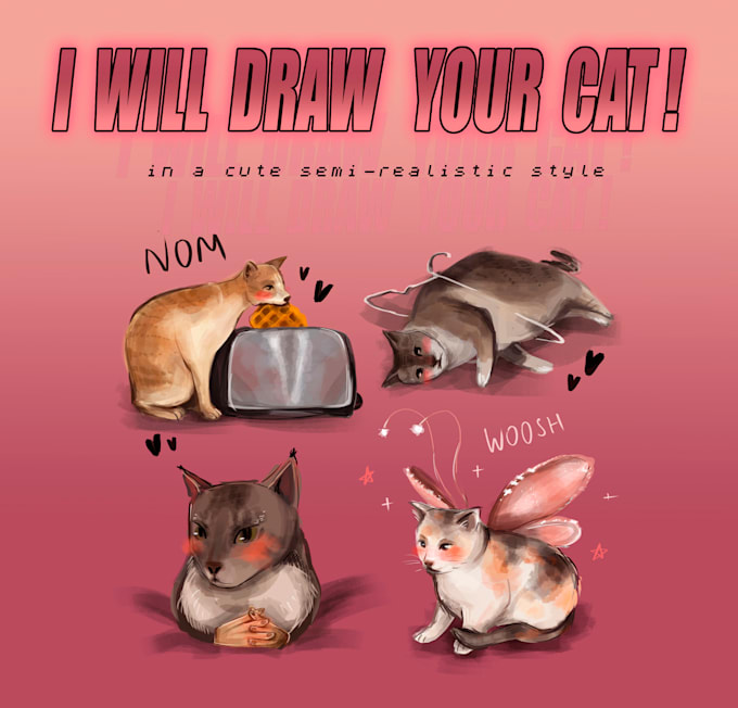 Draw your cat in a cute semi realistic style by Maggie_guava | Fiverr