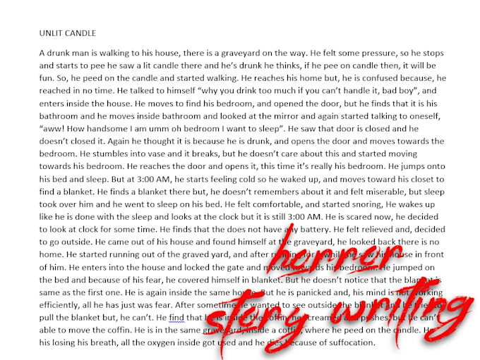 Write a short horror story by Mdsaeidanwar | Fiverr