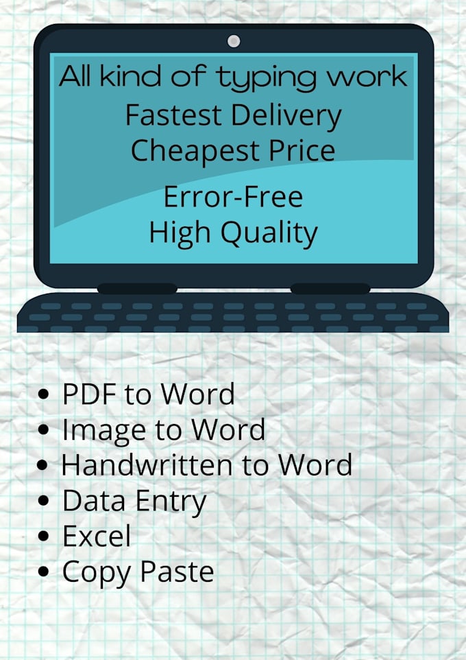 Do fast typing, retyping, data entry, pdf conversion by Arhamabid98 | Fiverr