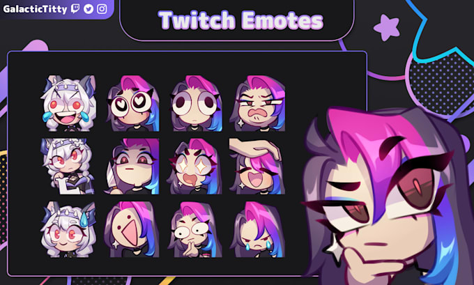 Create expressive twitch and discord emotes by Galactictitty | Fiverr