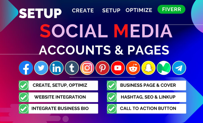 Create social media business accounts, set up all pages by Web_creativ1 ...