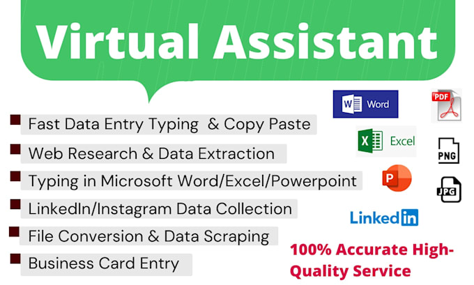 Be your virtual assistant for data entry, fast typing, web research ...