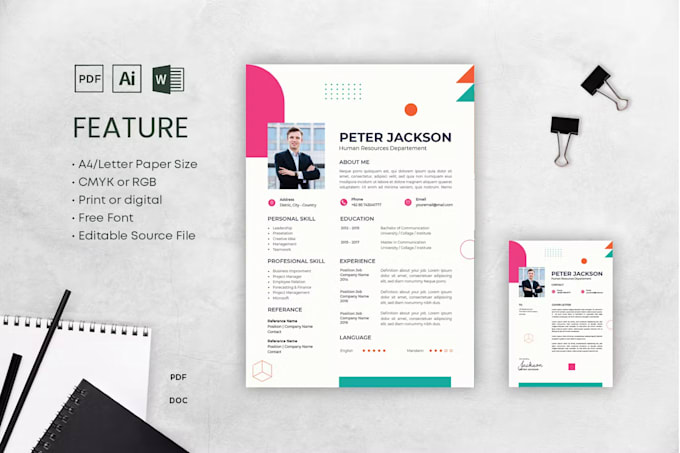Design a professional resume, cv, cover letter template by Kev_digital ...