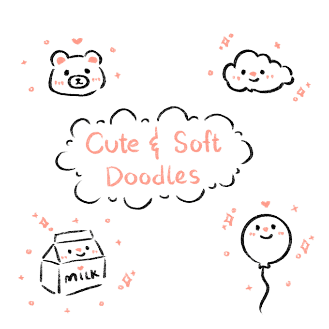 Draw unique cute and soft doodles illustration sticker by Mini_doodle ...