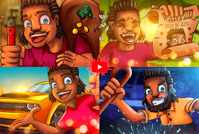 Draw spectacular cartoon youtube thumbnail by Smart_jan | Fiverr