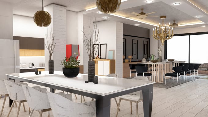 Model, render architectural realistic 3d interior and exterior ...