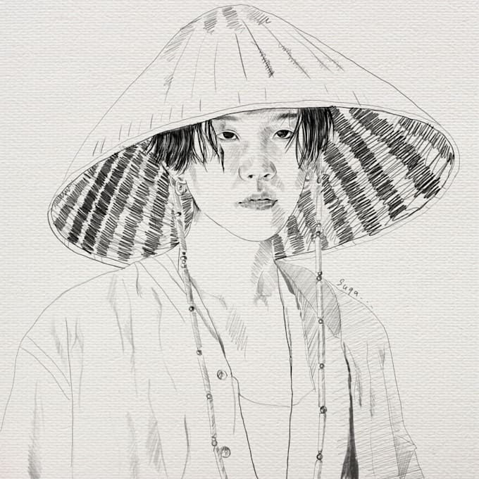 Do line art portrait illustration by Delianandaa | Fiverr