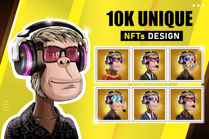 Draw 10k nft art, characters, cartoon, opensea nft generator by Neepex01 | Fiverr