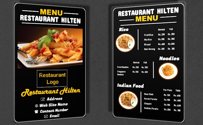 Create attractive and modern menu card designs by Mhdshasny678 | Fiverr