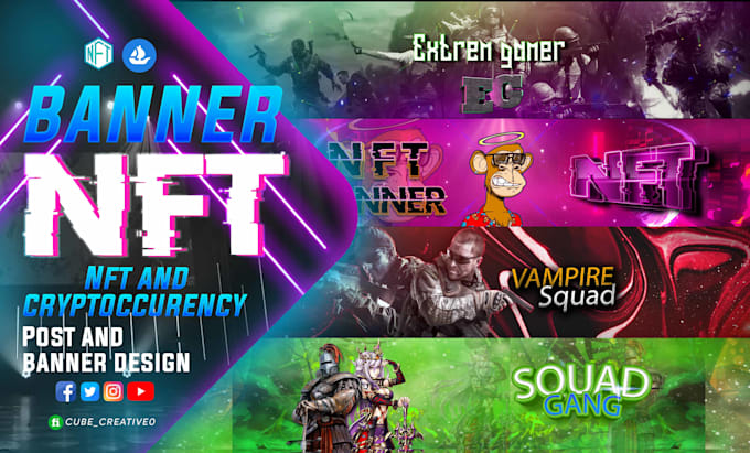 Do nft crypto banner, opensea and twitter header by Cube_creative0 | Fiverr
