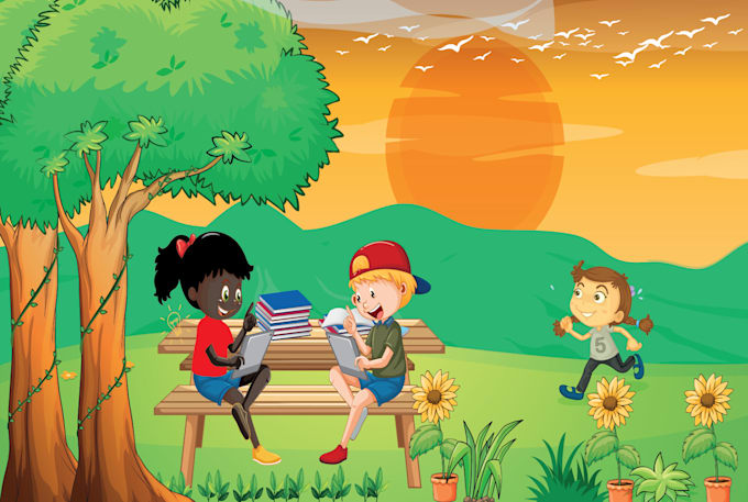 Draw american african children book illustrations by Sasajibgd | Fiverr
