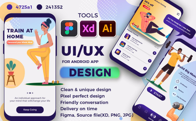 Design ui ux yoga,fitness apps for android, ios using figma or ...
