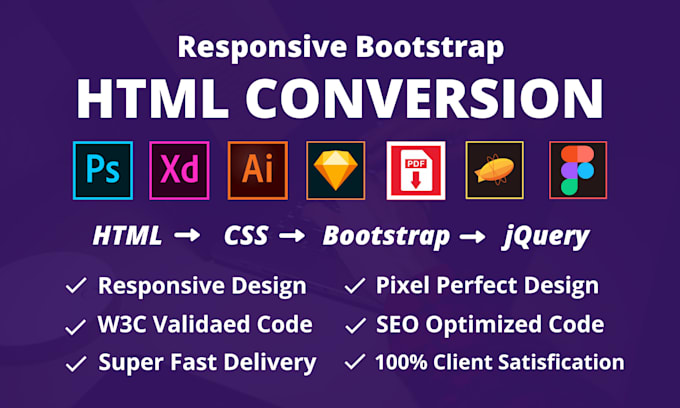 Develop responsive web app using html, css, bootstrap,tailwind css by ...