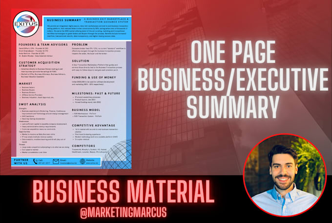 Create 1 page business executive summary by Marketingmarcus | Fiverr