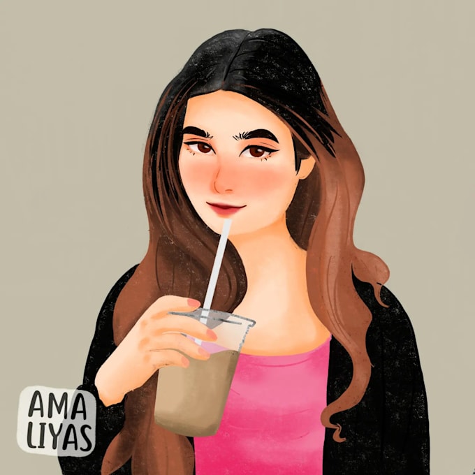 Draw your face into soft cartoon illustration by Yasmineamaliar | Fiverr