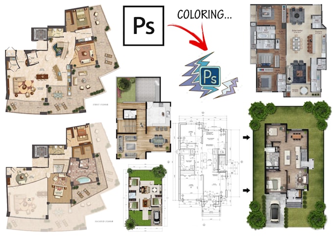 Make 2d floor plan in photoshop by Luciderist | Fiverr